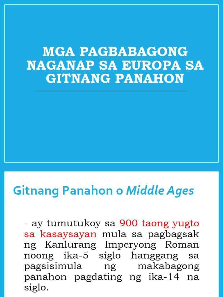 Mga Pagbabagong Naganap Sa Europa Sa Gitnang Panahon | PDF