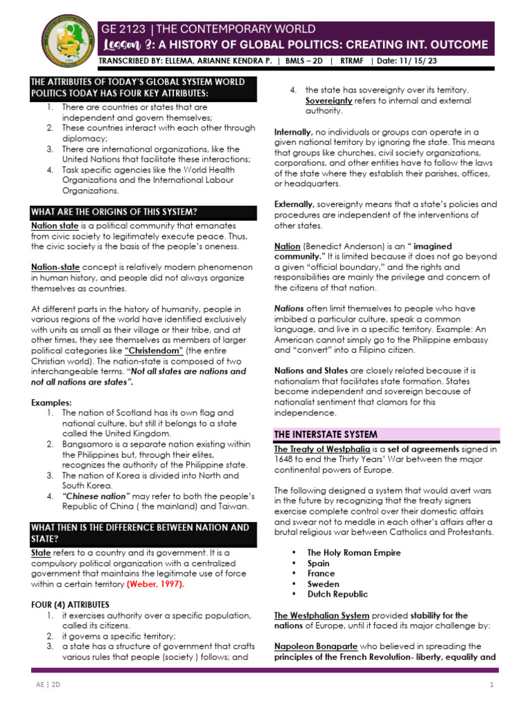 Contemporary World Lesson 3 | PDF | Communism | Communist International