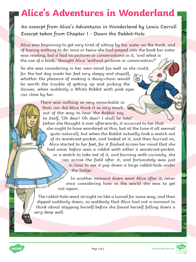 Alice in the wonderland | PDF | Alice (Alice's Adventures In Wonderland ...