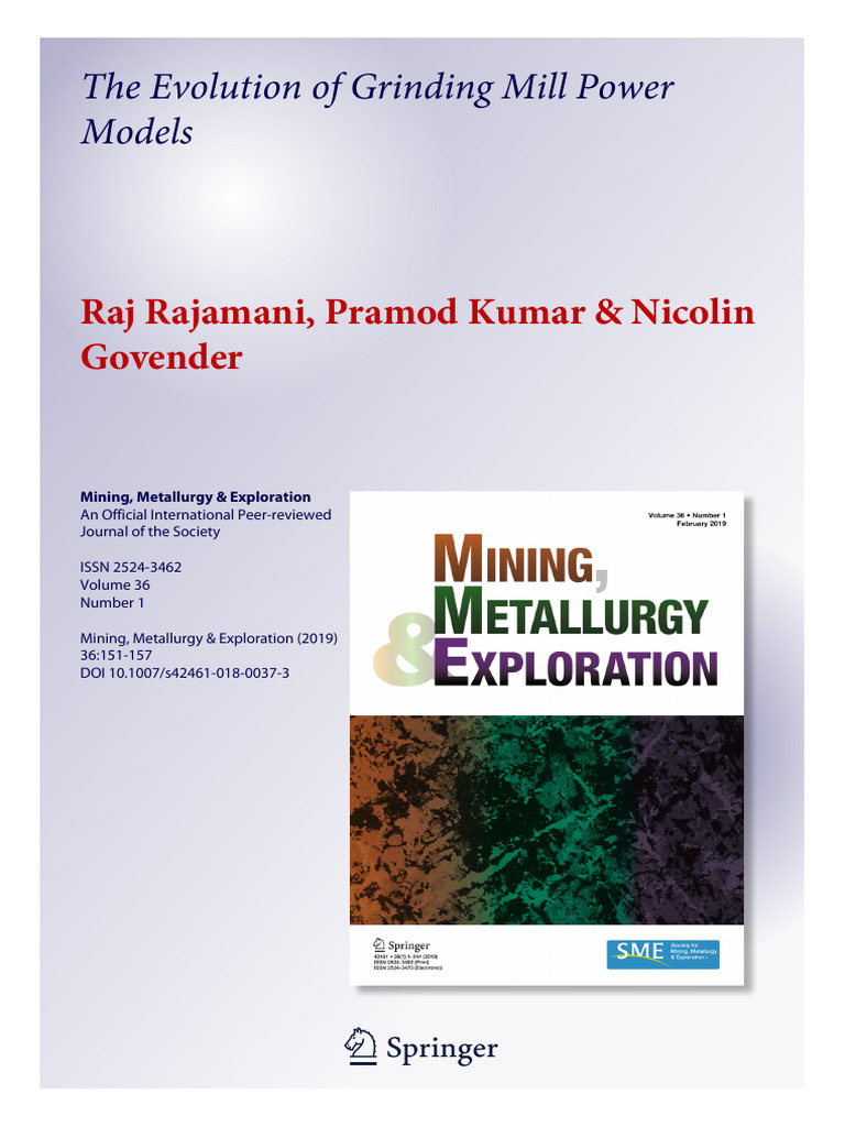 The Evolution of Grinding Power Models - SME - 2019 - DWF - Symposium ...