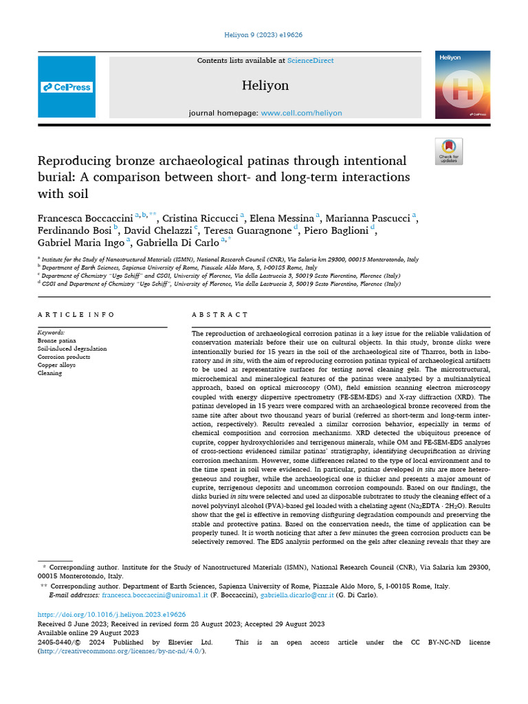 Reproducing Bronze Archaeological Patinas | PDF | Copper | Corrosion
