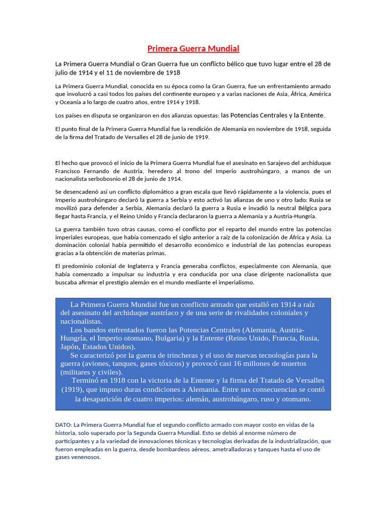 Primera Guerra Mundial | PDF | Primera Guerra Mundial | Austria Hungría