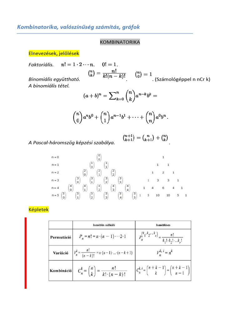 Kombinatorika_valség_gráfok | PDF