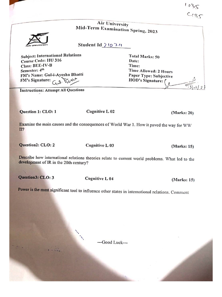 Mids Paper Semester 4 | PDF