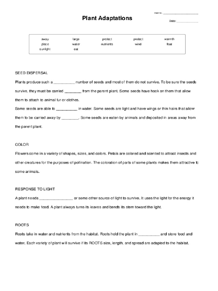 Plant Adaptation | PDF