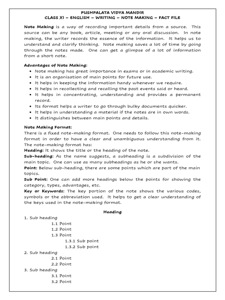 note making | PDF | Human Communication