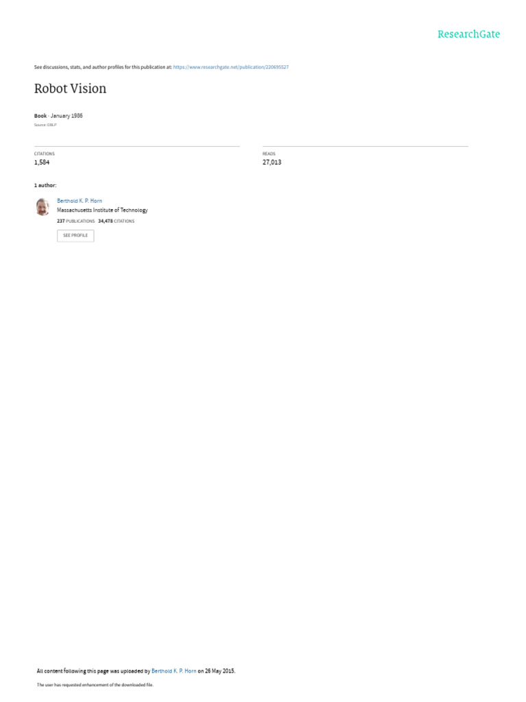 Robot Vision Chapters 1 and 2 | PDF | Computer Vision | Cartesian ...