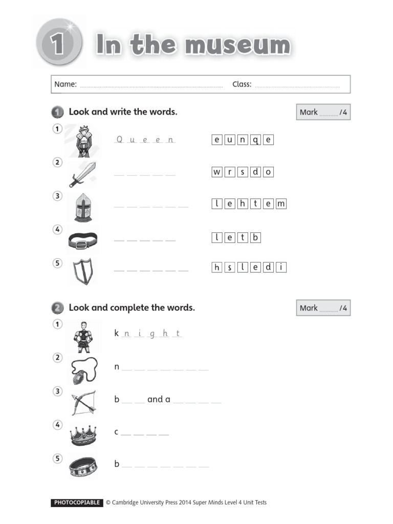 Super Minds 4 Test - Unit 1 (WWW - Languagecentre.ir) | PDF