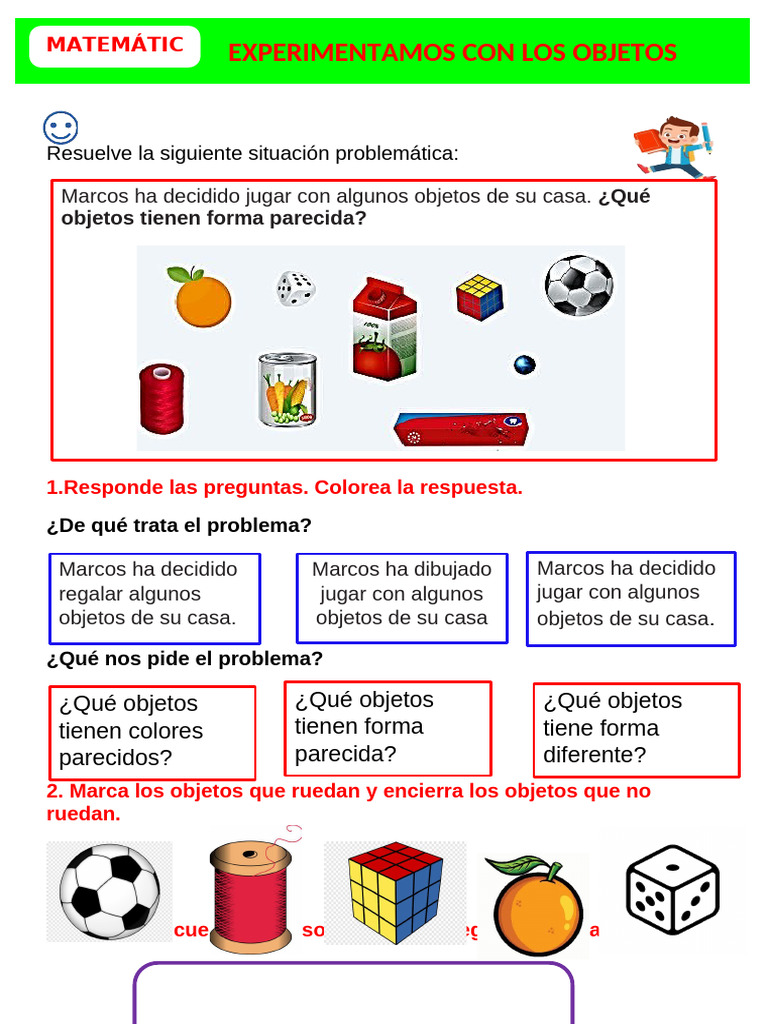 D5 A1 FICHA MAT. EXPERIMENTAMOS CON LOS OBJETOS | PDF