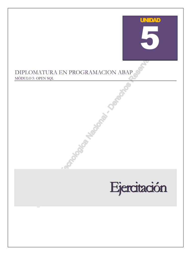 Diplomatura ABAP: Ejercicios Open SQL | PDF | SQL | Programación de computadoras