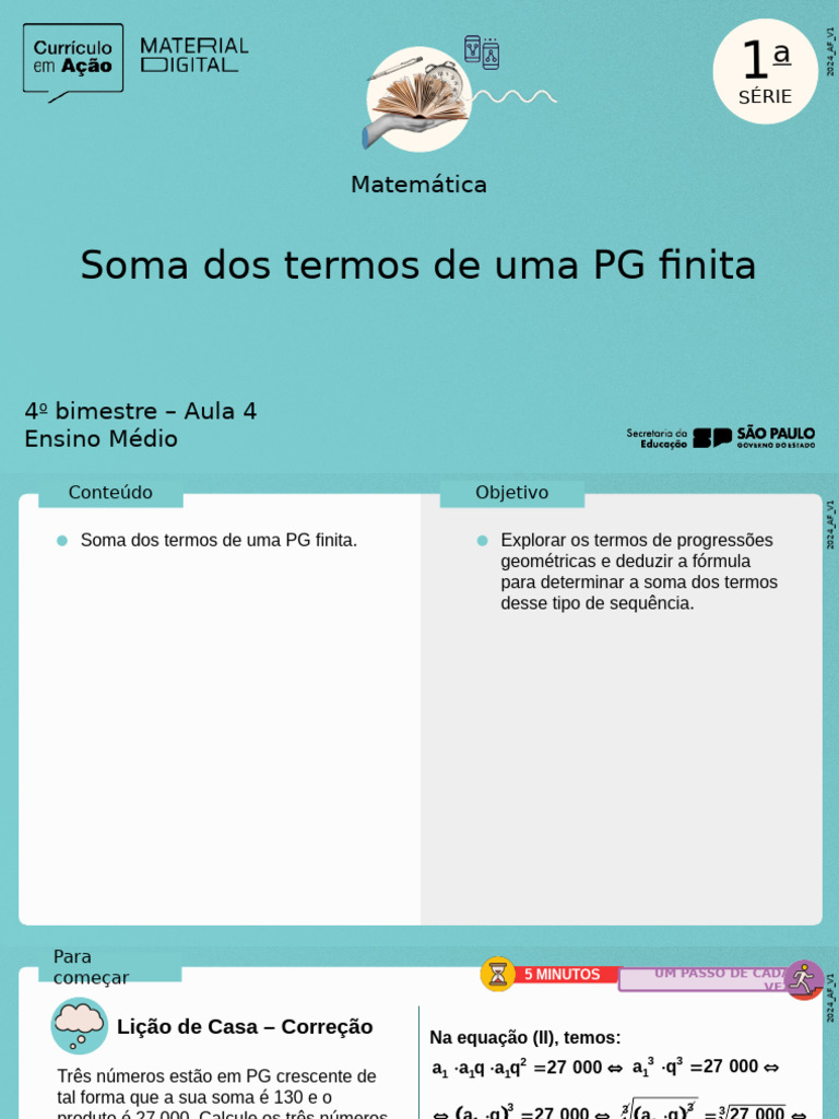 Aula 4 - Soma Dos Termos de Uma PG Finita | PDF | Matemática ...