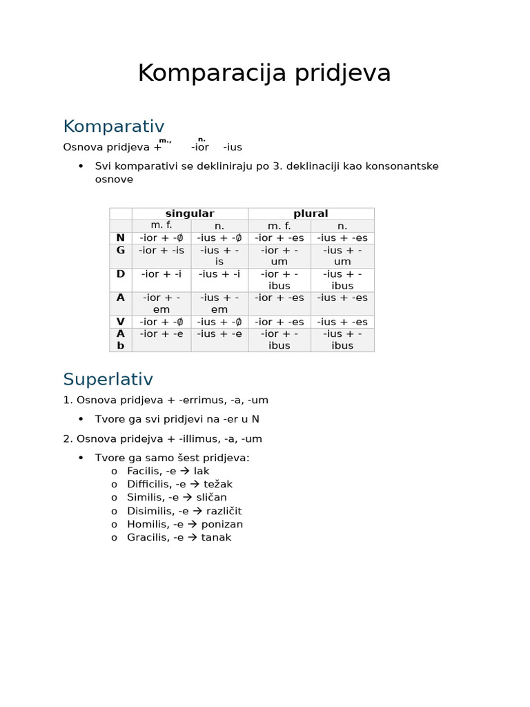 Komparacije Latinski | PDF