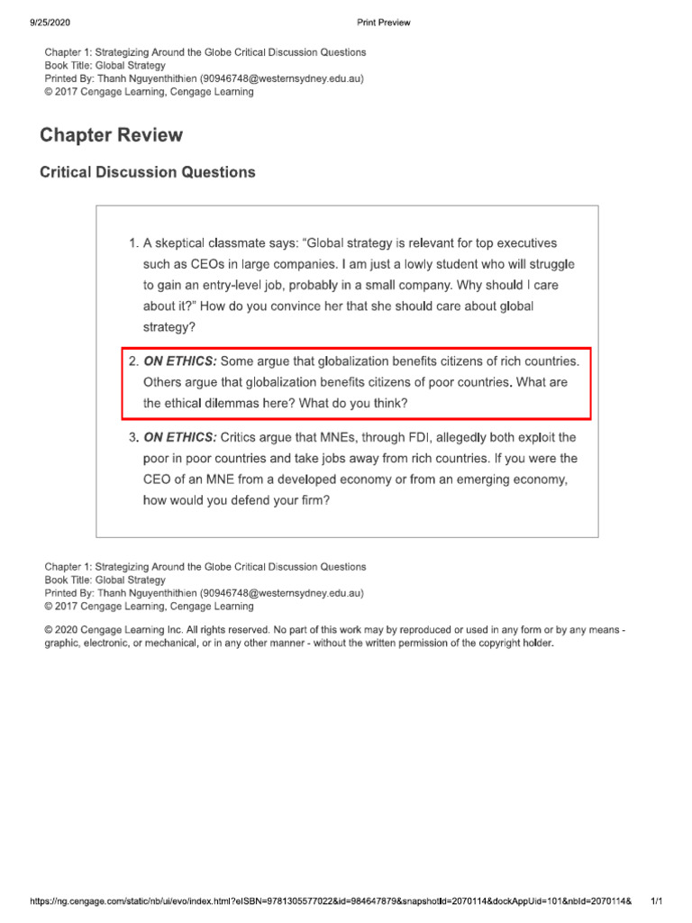 Chapter 01 Critical Discussion Questions | PDF