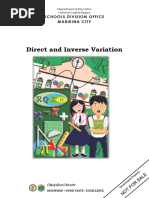 Math 9 q2 Week 1 Module 1 Variations Direct and Inverse Variations For ...