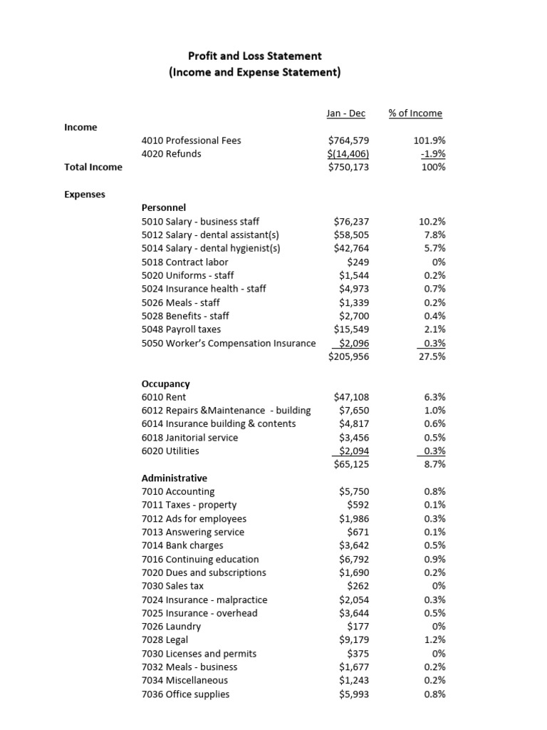 Profit and Loss Statement Overview | PDF | Income Statement | Revenue