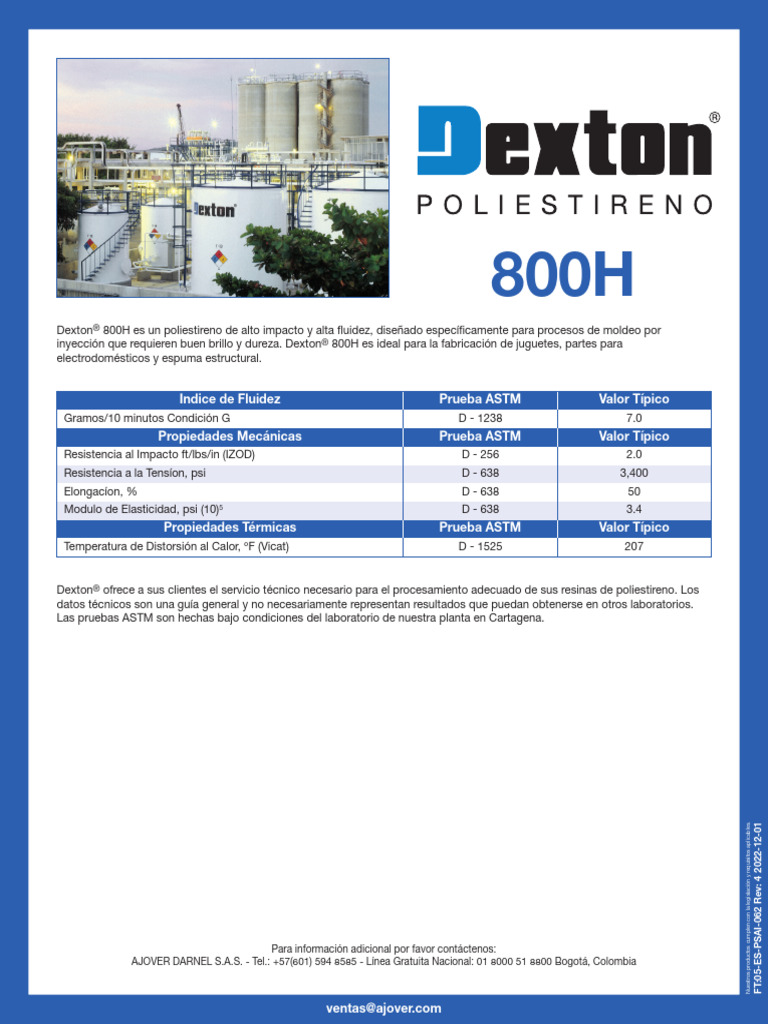 FICHAS-DEXTON-PS-ALTO-IMPACTO892 | PDF | Poliestireno | Elasticidad ...