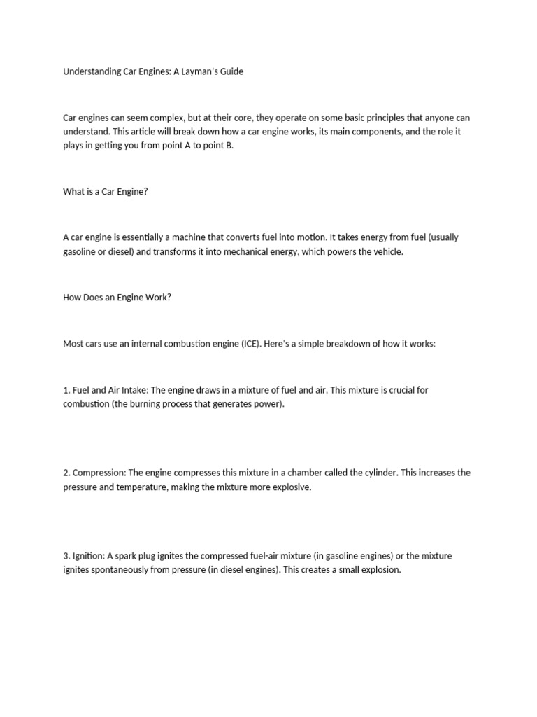 Understanding The Car Engine | PDF | Internal Combustion Engine ...