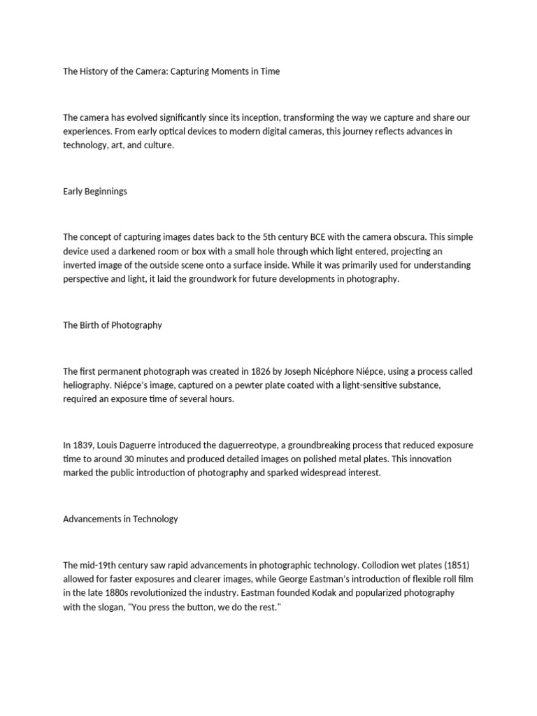 The History of camera | PDF | Camera | Imaging