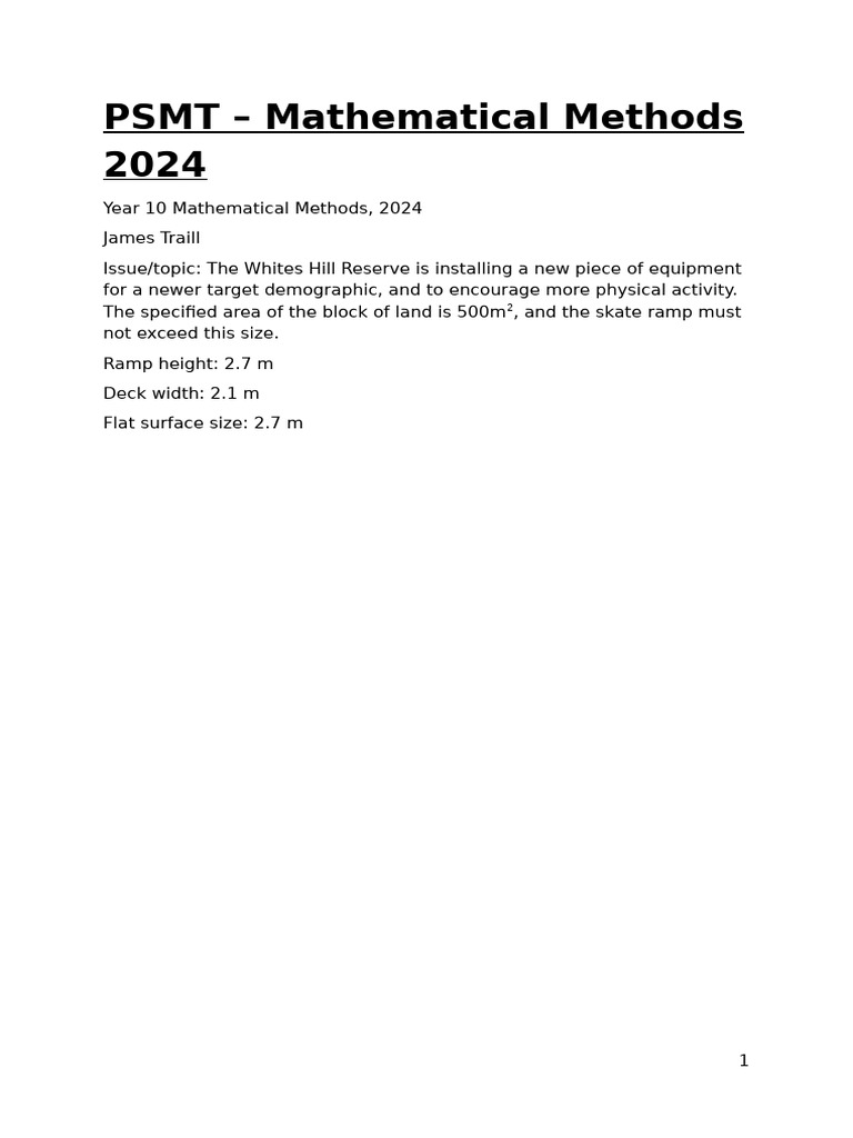 Year 10 PSMT Skate Ramp Design | PDF | Area | Mathematics