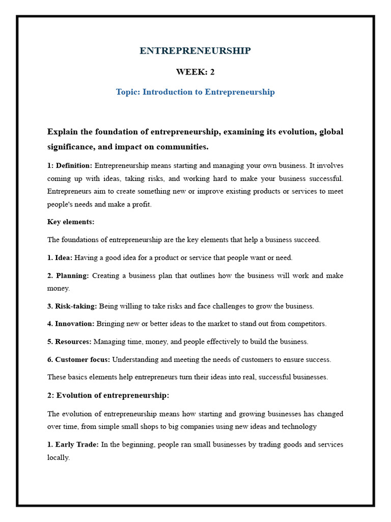 ENTREPRENEURSHIP | PDF | Entrepreneurship | Innovation ENTREPRENEURSHIP | PDF | Entrepreneurship | Innovation
