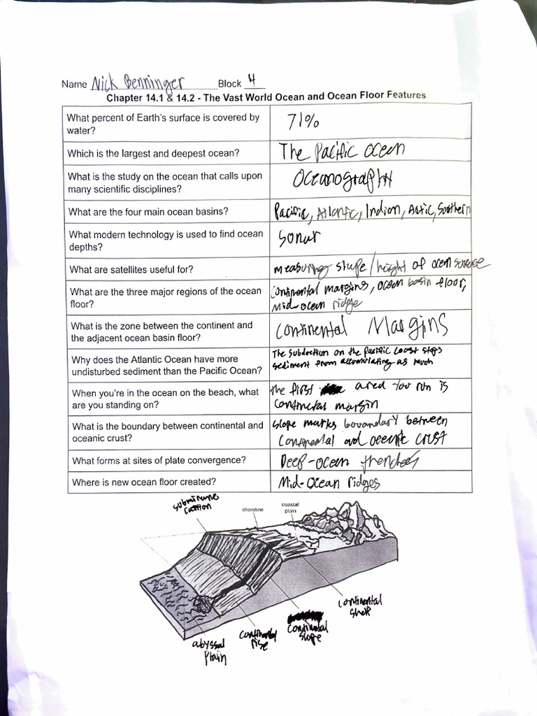 Ch. 14.1 Et 14.2 Ocean Stuff | PDF | Continental Shelf | Seabed