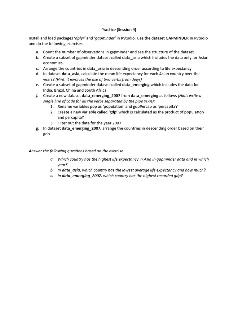 Session 4 (Practice) | PDF | Computers