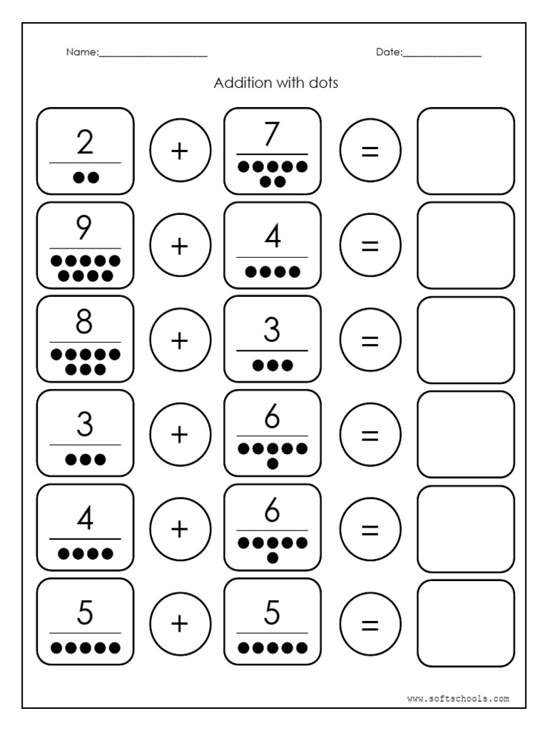 Addition With Dots Worksheet 1 9 1 | PDF | Teaching Methods & Materials