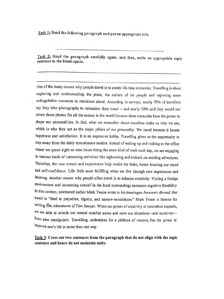 Worksheet - Academic Paragraph | PDF