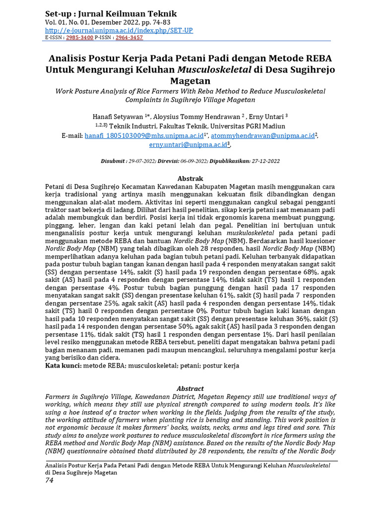 Analisis Postur Kerja Dengan Metode REBA | PDF | Pengembangan Diri ...