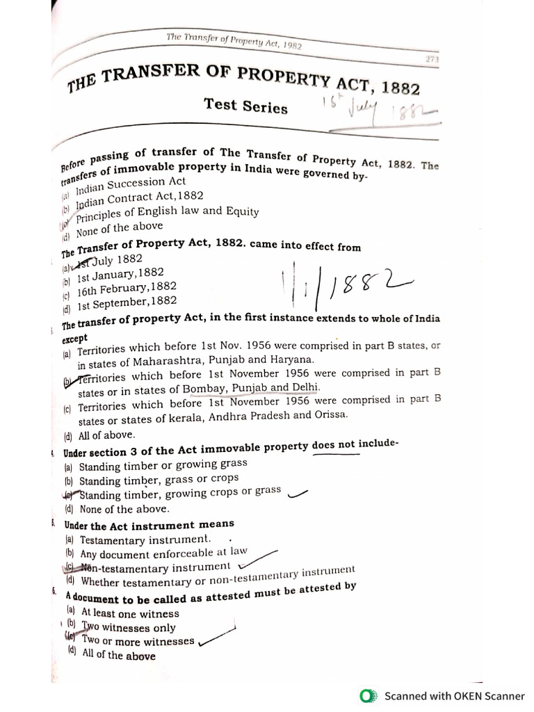 Transfer of Property Act 1pdf | PDF