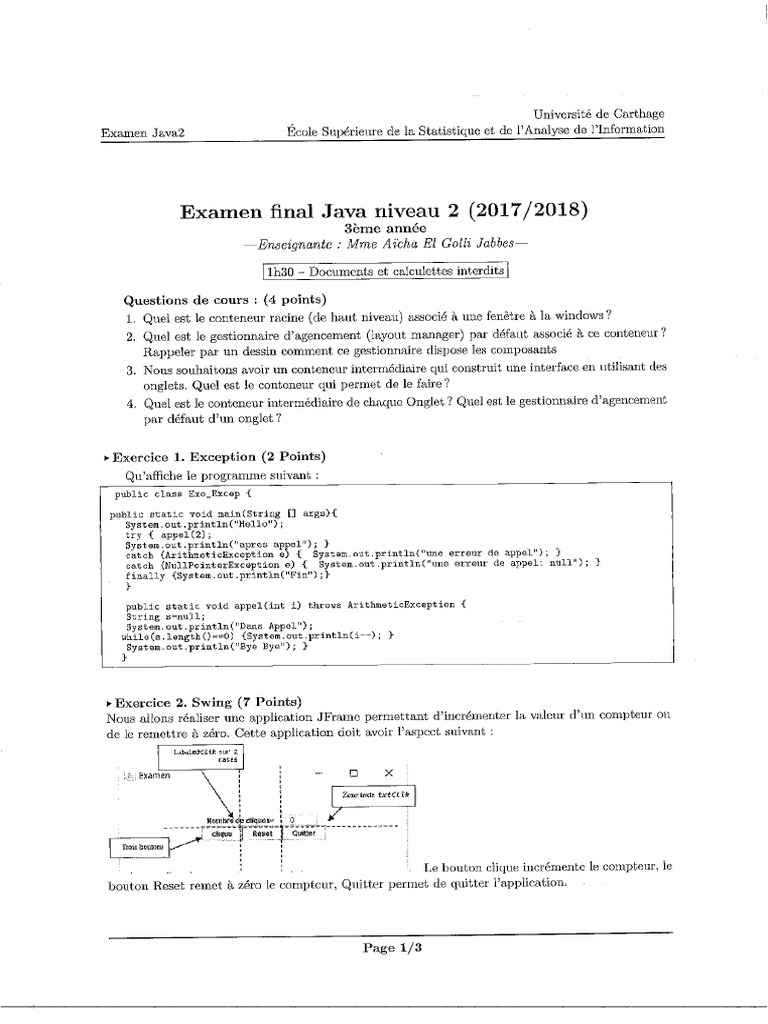 Examens P1 P2 3A 2017 2018 | PDF
