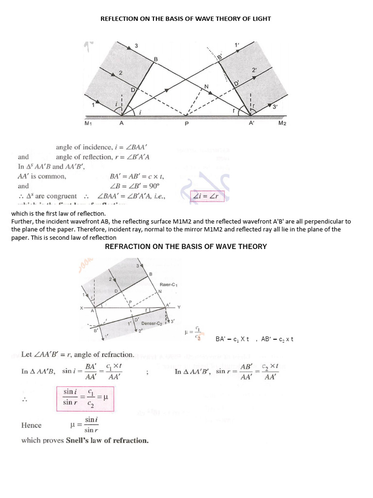 Wave Theory of Light: Reflection & Refraction | PDF | Teaching Methods ...