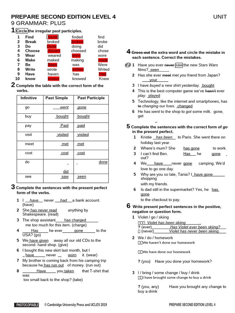 PREPARE_4_Grammar_Plus_Unit_09 | PDF | Linguistic Morphology | Linguistics
