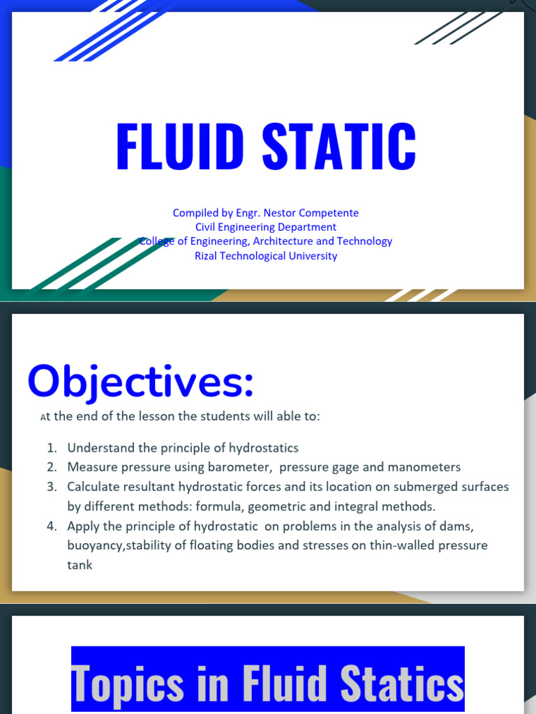 Fluid Static V2 | PDF | Pressure Measurement | Dam