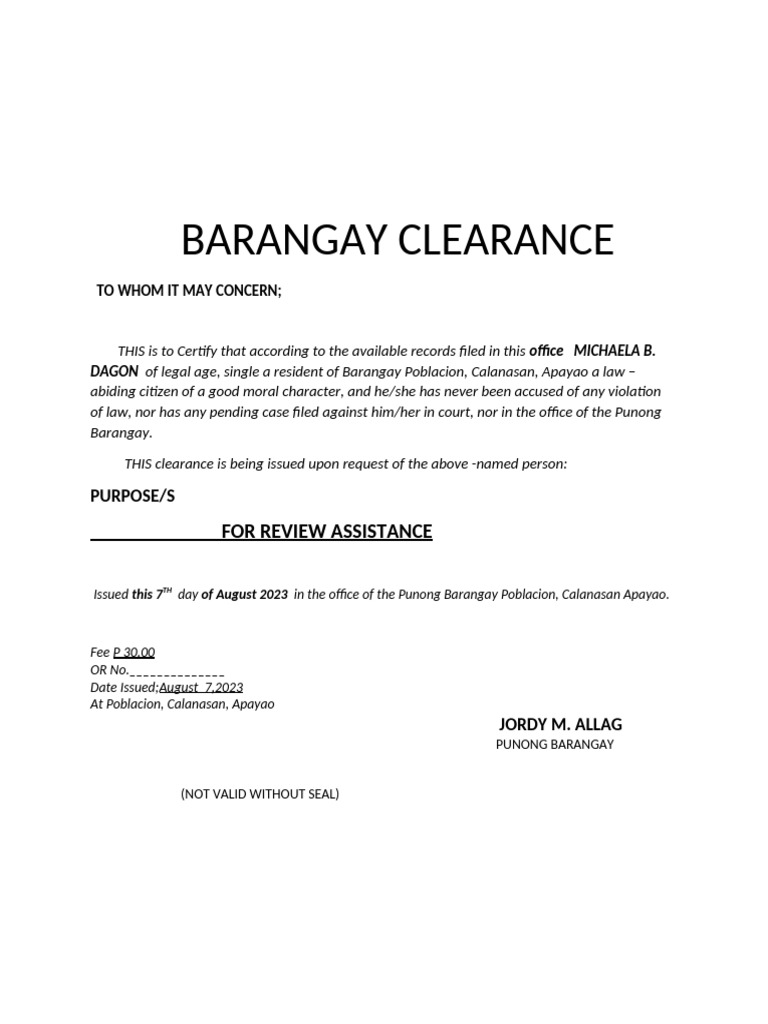 BARANGAY CLEARANCE | PDF | Justice | Crime & Violence