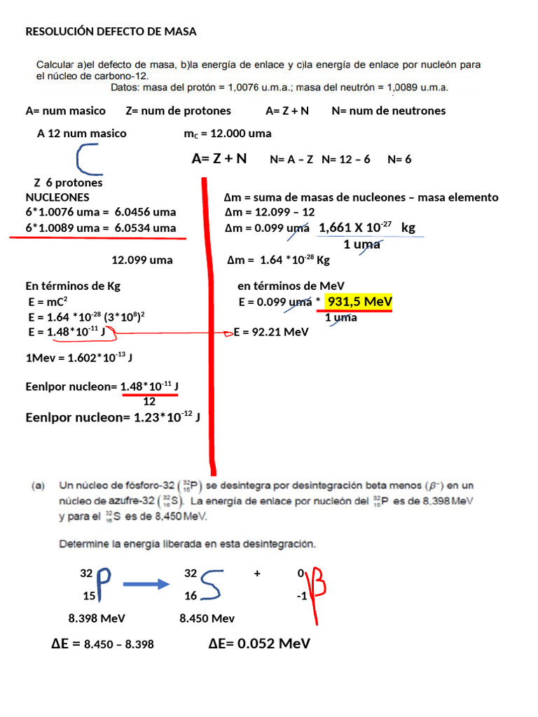 Cálculo de Defeito de Massa e Energia | PDF | Quantidades físicas ...