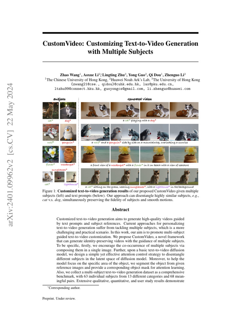 CustomVideo Customizing Text-To-Video Generation With Multiple Subjects | PDF | Art