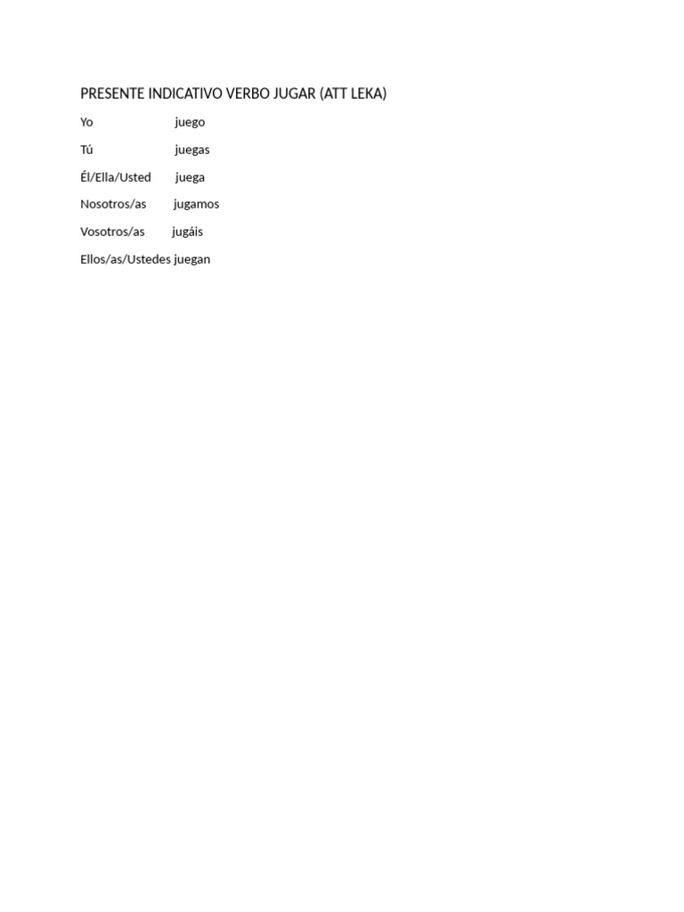 Conjugación del verbo jugar en presente | PDF