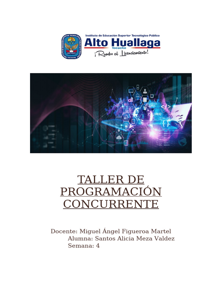 TALLER DE PROGRAMACIÓN CONCURRENTE - Docx ALICIA MEZA | PDF