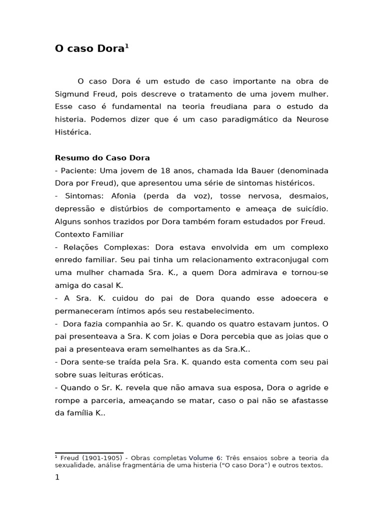 Análise do Caso Dora por Freud e Lacan | PDF | Sigmund Freud | Jacques Lacan