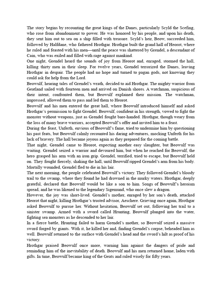 Beowulf retelling | PDF | Beowulf | Germanic Heroic Legends