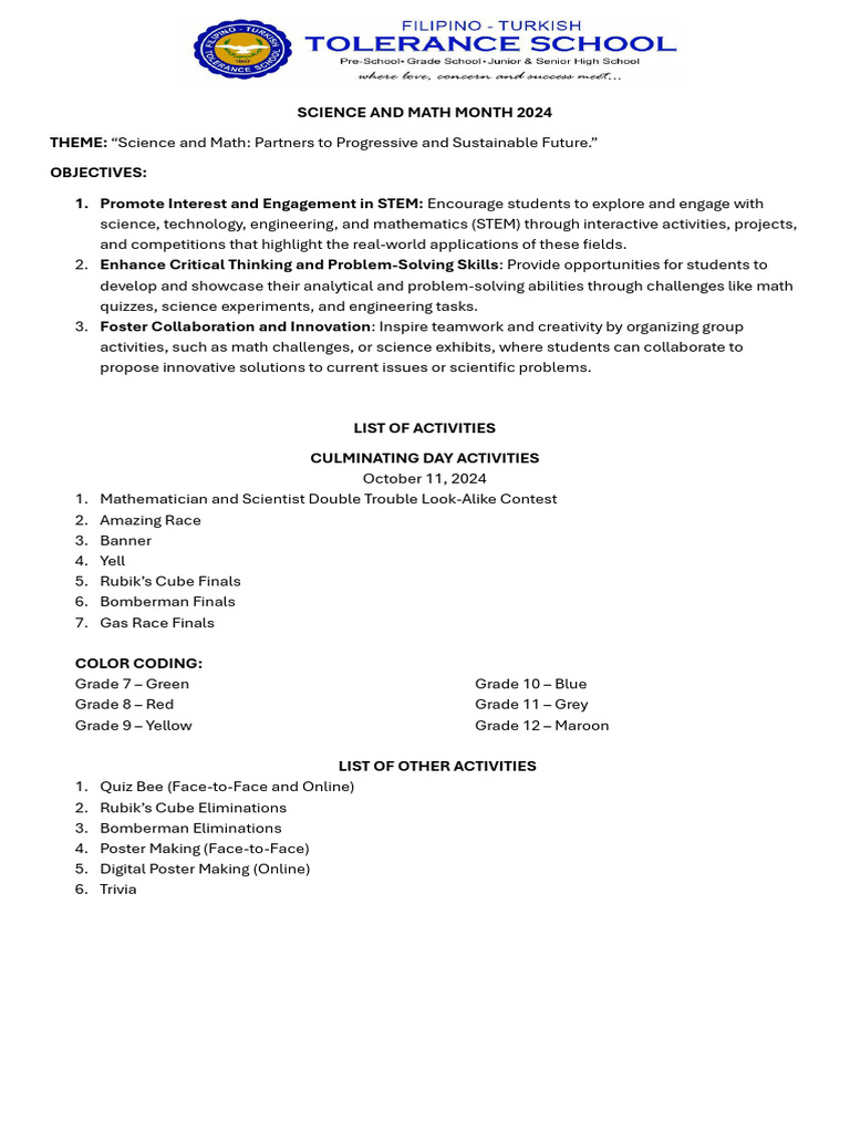 Science and Math Month 2024 | PDF | Combustion | Ethanol