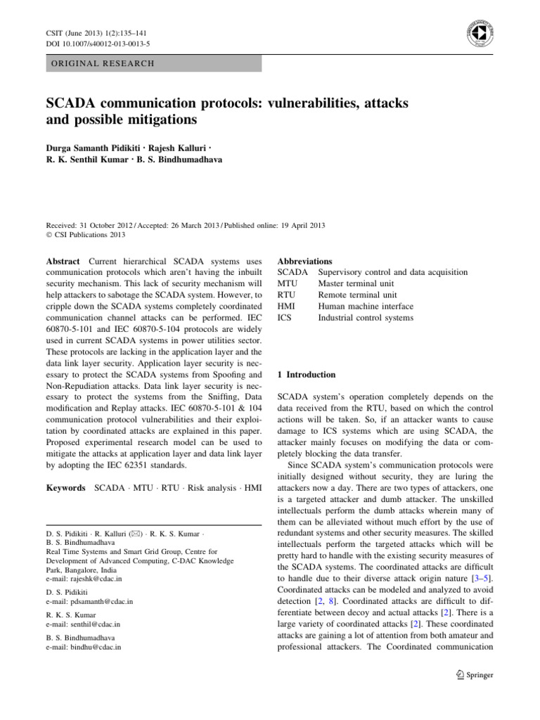 SCADA Communication Protocols Vulnerabilities Atta | PDF | Scada | Byte