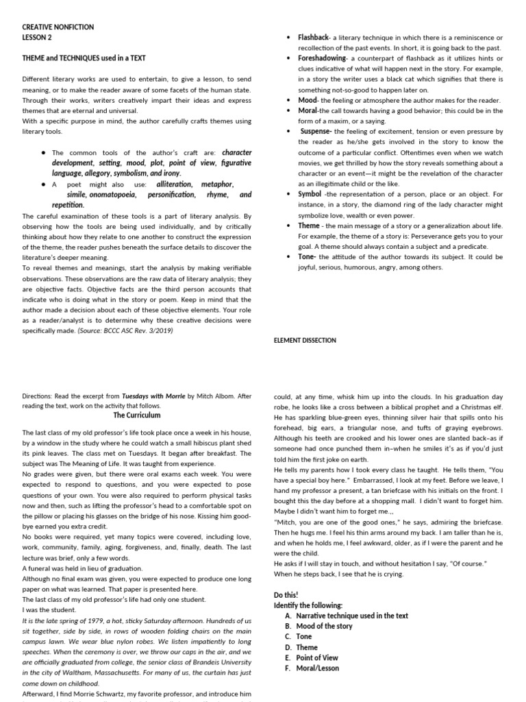 Analyzing Themes in Creative Nonfiction | PDF | Language Arts & Discipline