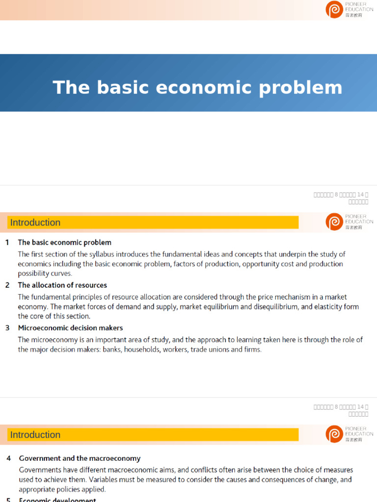 1.1the Basic Economic Problems | PDF | Microeconomics | Economics