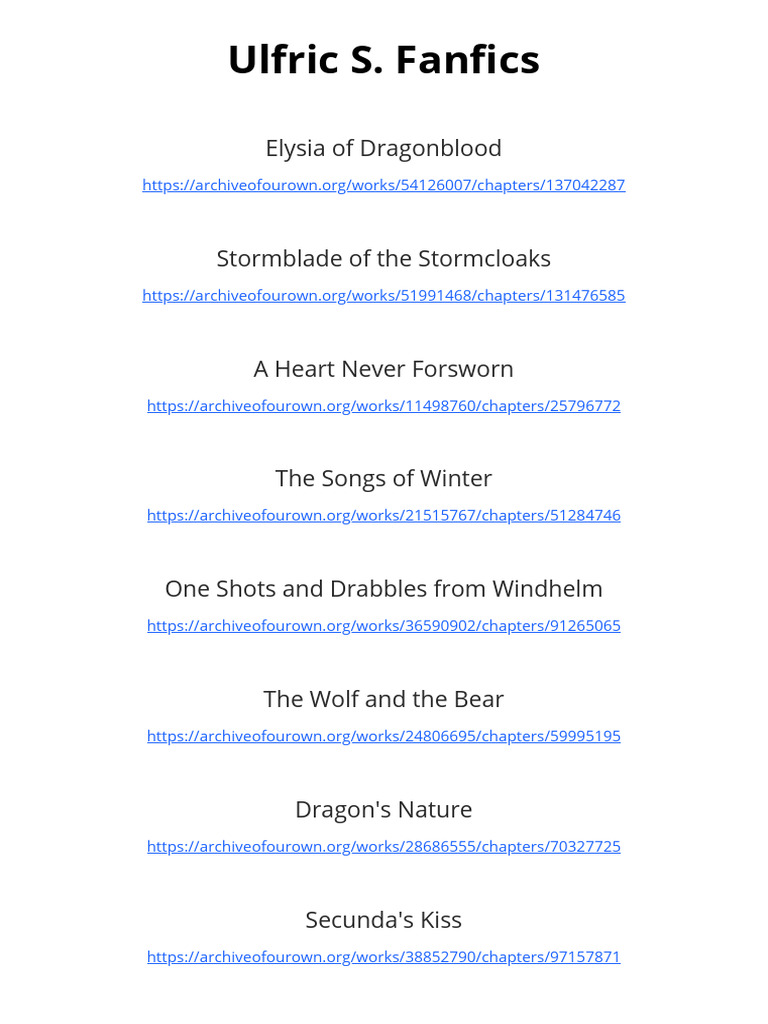 Ulfric S. Fanfics | PDF