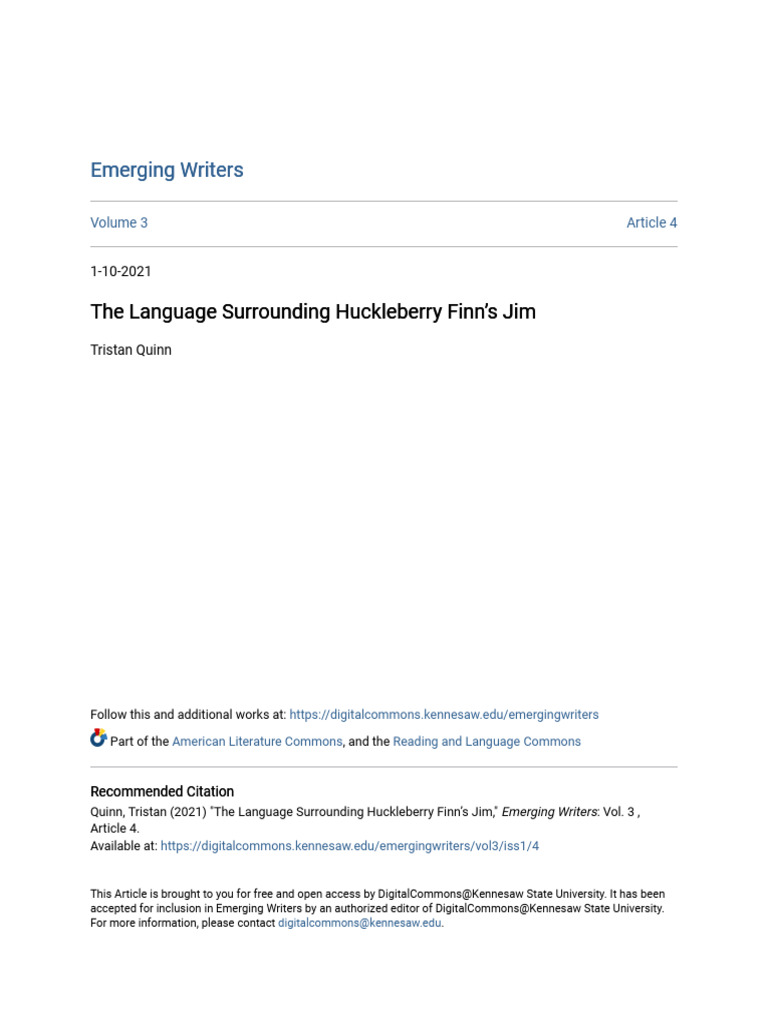 The Language Surrounding Huckleberry Finn - S Jim | PDF | Huckleberry ...