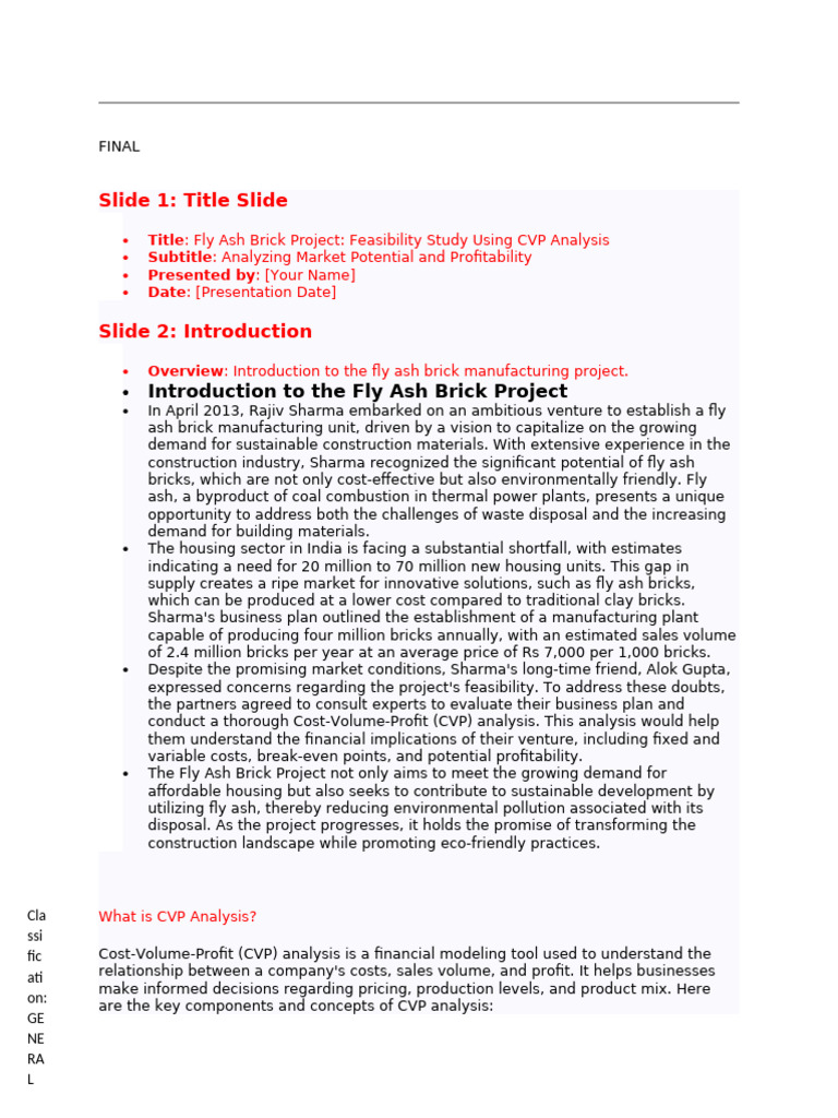 Fly Ash Brick Project Option 1 | PDF | Economies | Business Economics
