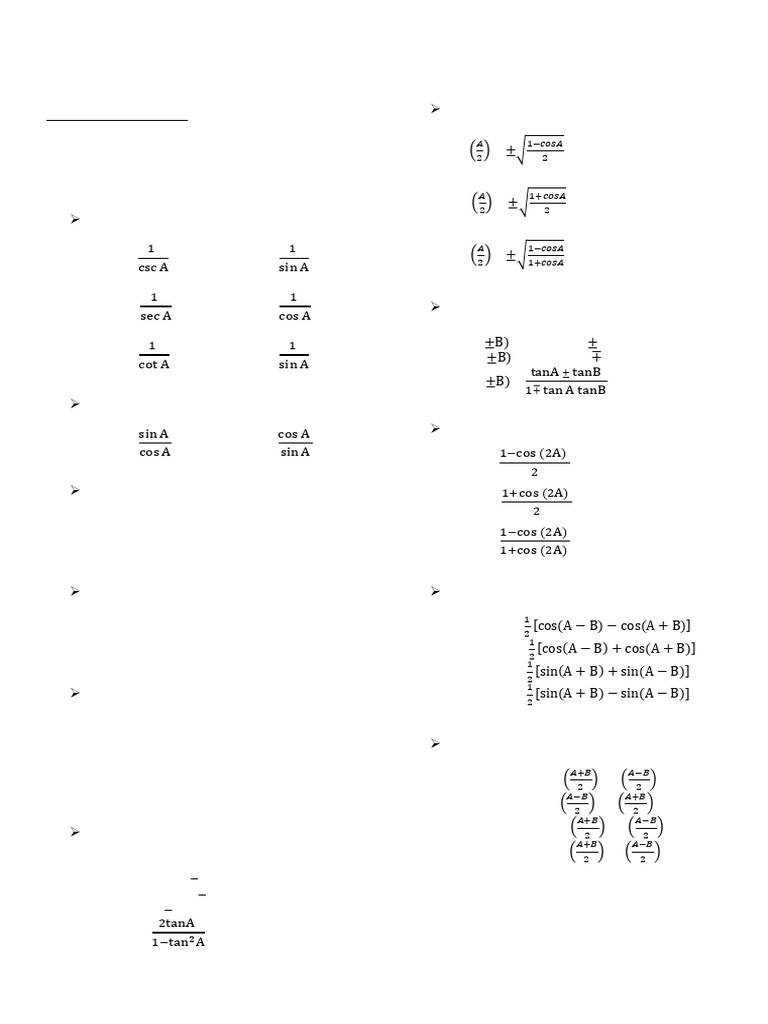 Trigonometric Identities Overview | PDF | Trigonometry | Special Functions