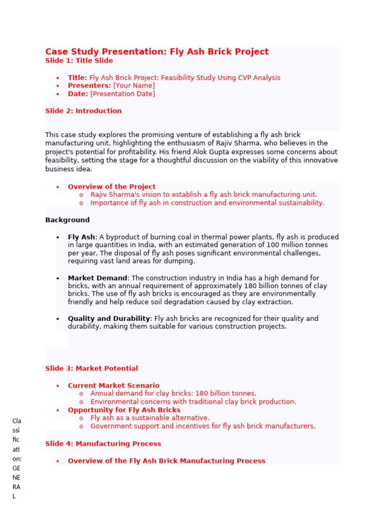 Fly Ash Brick Case Study Presentation-Corrected | PDF | Brick | Economies